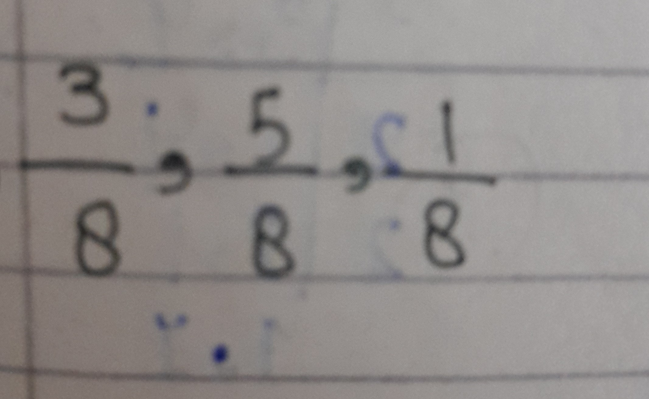SOLVED: (3)/(8) ; (5)/(8), (1)/(8)