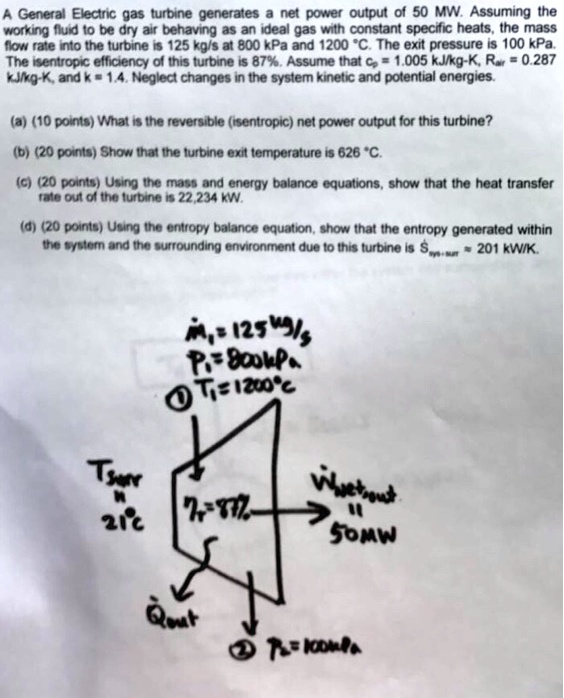 a general electric gas turbine generates a net power output of 50 mw ...