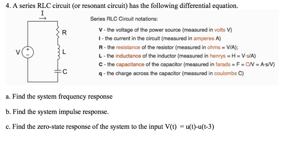 SOLVED: A series RLC circuit has the following differential equation. Find the system frequency ...