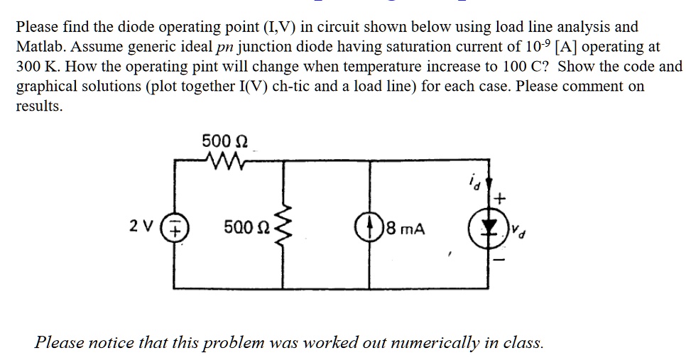 SOLVED: Please find the diode operating point (I,V) in circuit shown below using load line ...