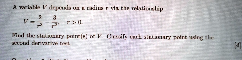 SOLVED: A variable V depends on a radius r via the relationship 23 ...