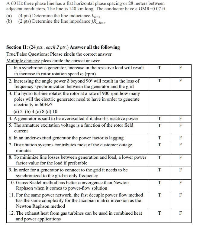 SOLVED: A 60 Hz three phase line has a flat horizontal phase spacing or ...
