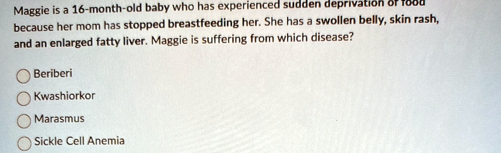maggie is a 16 month old baby who has experienced sudden deprivation of ...