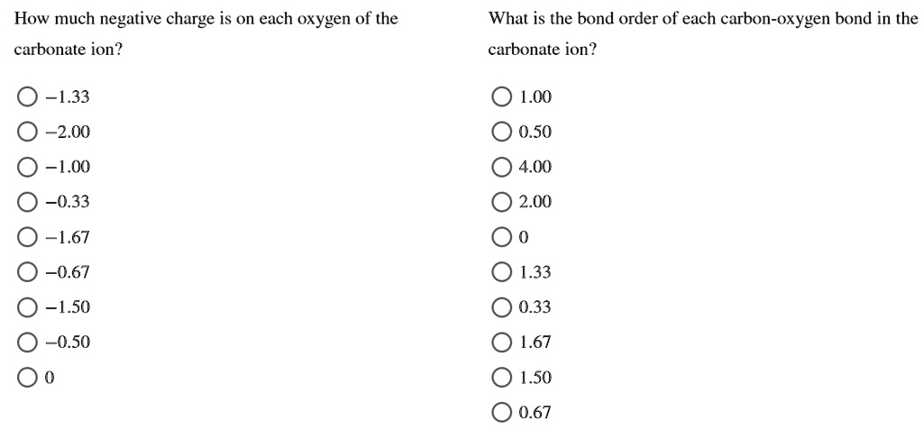 how much negative charge is on each oxygen of the carbonate ion what is ...