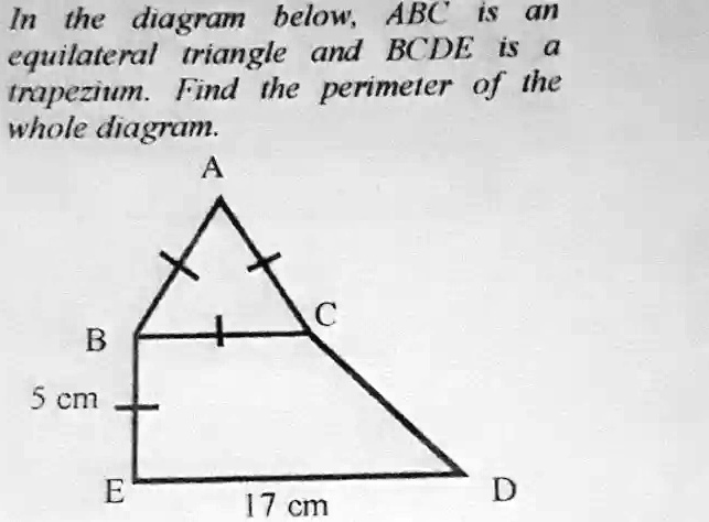 SOLVED: In the diagram below; ABC is an equilateral triangle and BCDE is trapezium. Find the ...