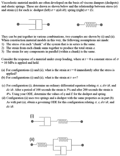 viscoelastic material models are often developed on the basis of viscous dampers dashpots and ...