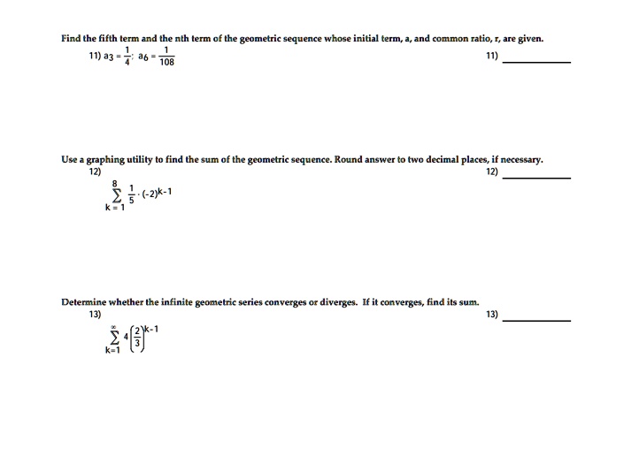 find the fifth term and the nth lerm of geometric sequence whose initiae term 10 a3 108 and ...