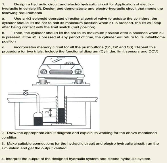 1. Design a hydraulic circuit and electro hydraulic circuit for Application of electro ...