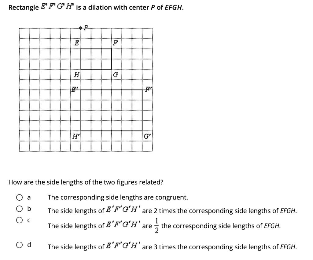 Rectangle E'F'G'H' is a dilation with center P of EFGH. P E...