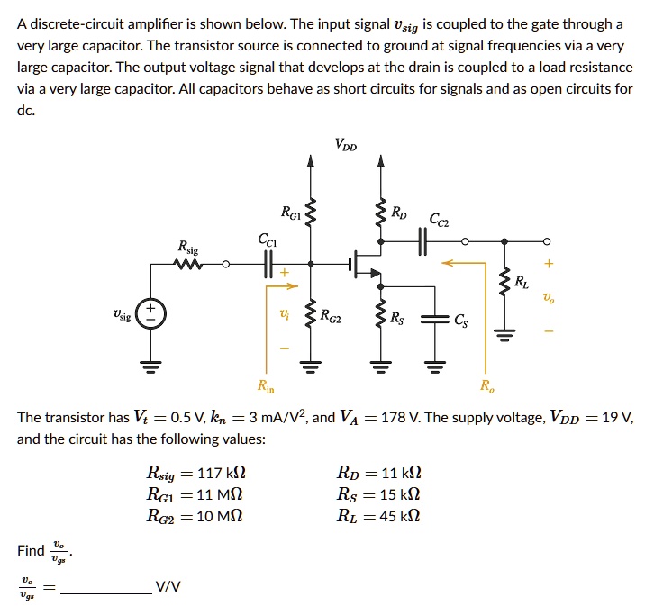 a discrete circuit amplifier is shown below the input signal uaig is ...