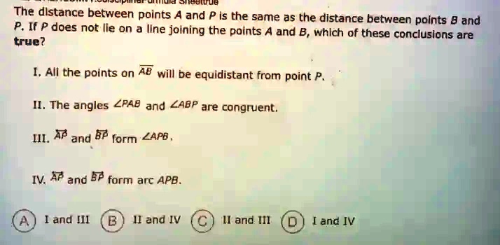 SOLVED: The distance between points A and P is the same as the distance between points B and P ...