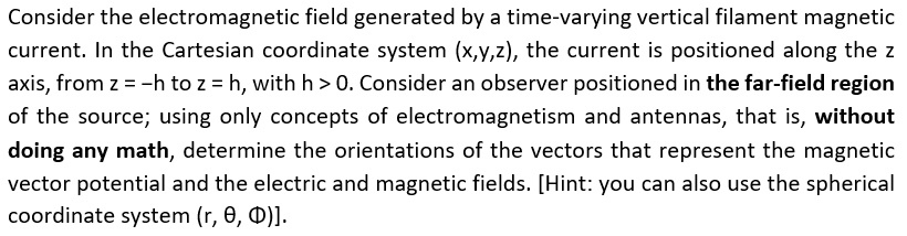 Consider the electromagnetic field generated by a time-varying vertical ...