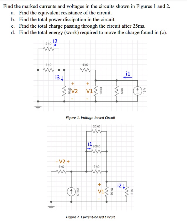 SOLVED: Find the marked currents and voltages in the circuits shown in Figures 1 and 2 a. Find ...
