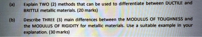 SOLVED: (a) Explain TWO (2) methods that can be used to differentiate ...