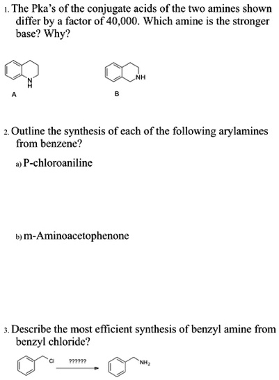 SOLVED: The pKa of the conjugate acids of the two amines shown differ ...