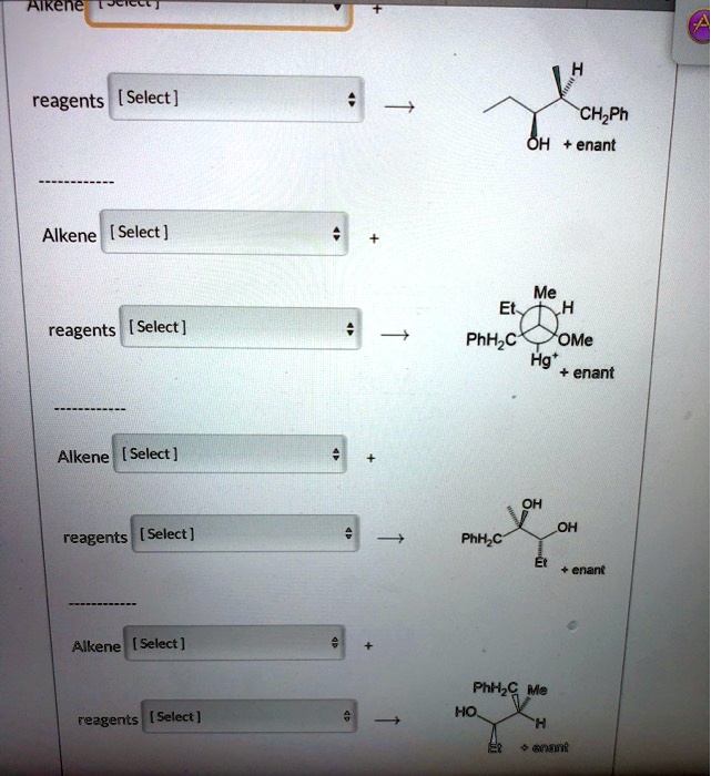 alkele tjcicco reagents select chzph oh enant alkene select me reagents select phhzc ome hg ...