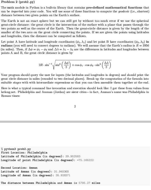 Solved This Is Python 37 Question Problem 2 Prob2py The Math Module In Python Is A Built In