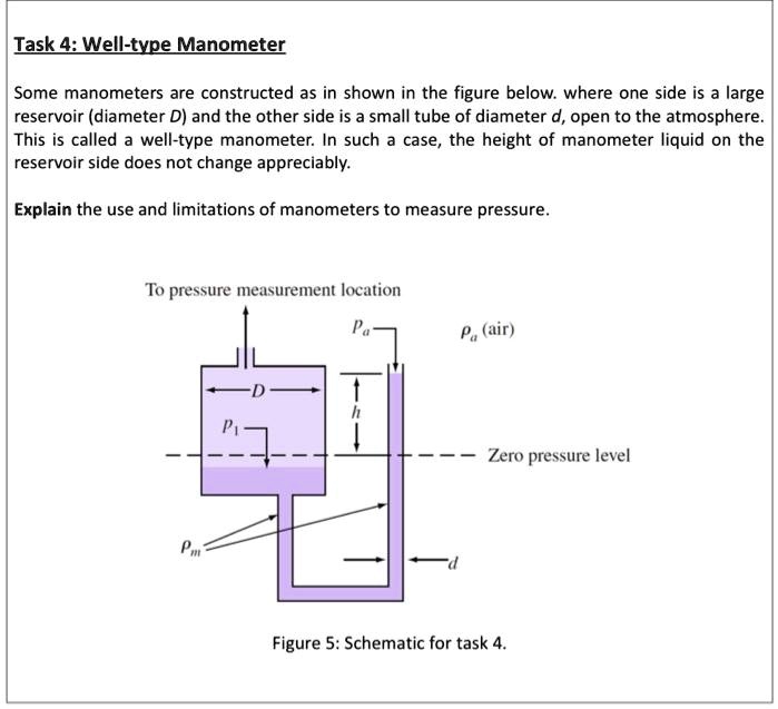 Task 4: Well-type Manometer Some manometers are constructed as shown in ...