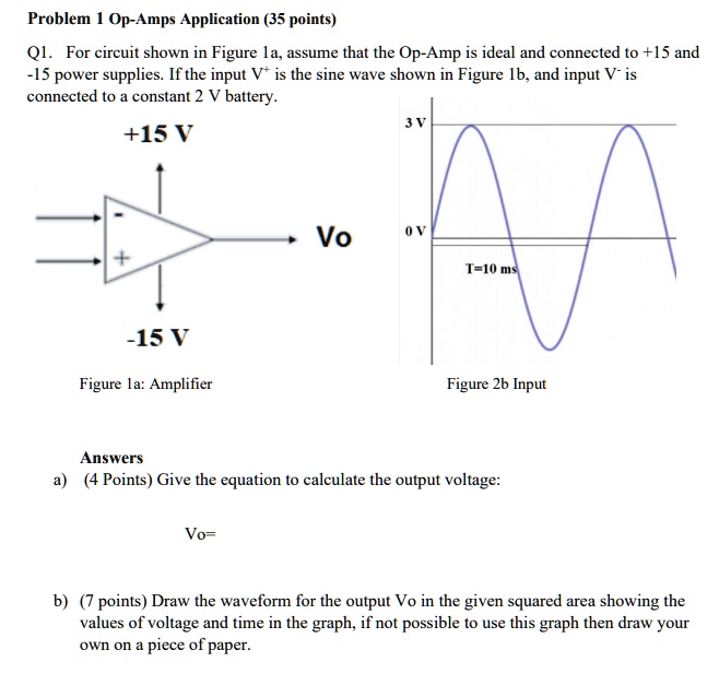 q1 for circuit shown in figure 1a assume that the op amp is ideal and connected to 15 and 15 ...