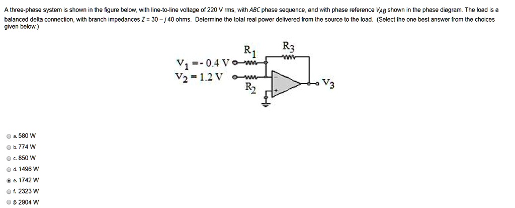 SOLVED: A three-phase system is shown in the figure below, with line-to ...