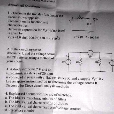 SOLVED: 01. No Answer All Questions. 1. Determine the transfer function of the circuit shown ...