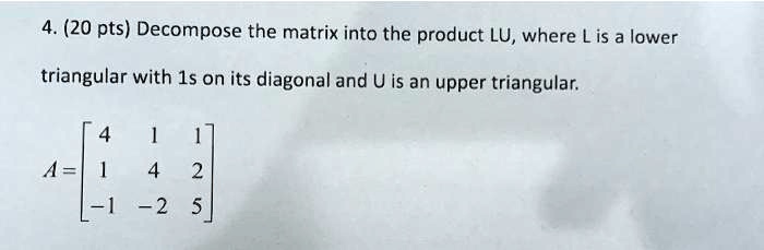 Video Solution 4 20 Pts Decompose The Matrix Into The Product Lu Where L Is A Lower