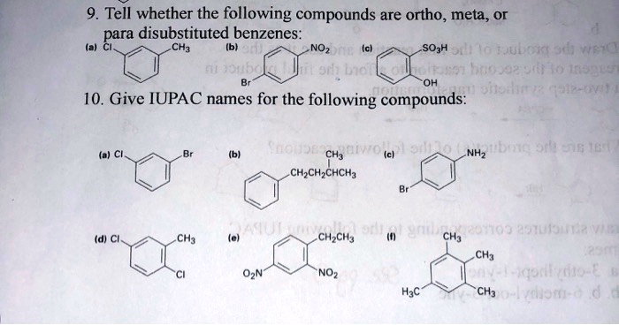 SOLVED:9. Tell whether the following compounds are ortho, meta, or para ...