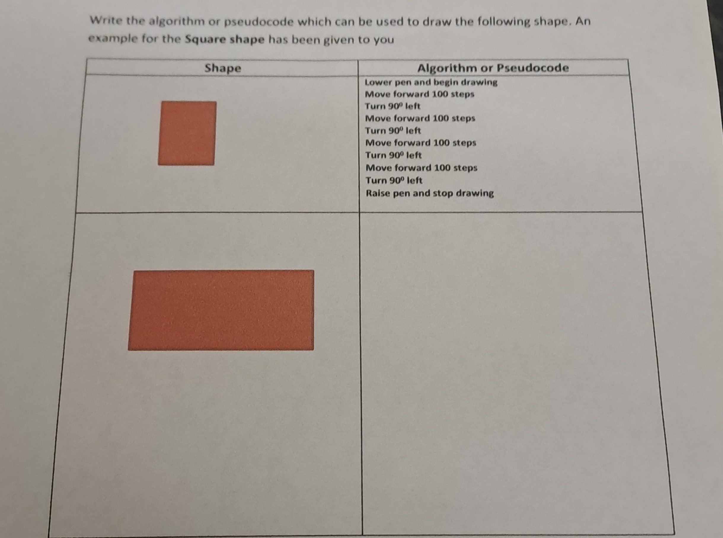 Solved Write The Algorithm Or Pseudocode Which Can Be Used To Draw The Following Shape An