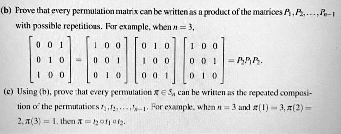 Permutation Matrix GET ANSWER] B Prove That Every Permutation Matrix