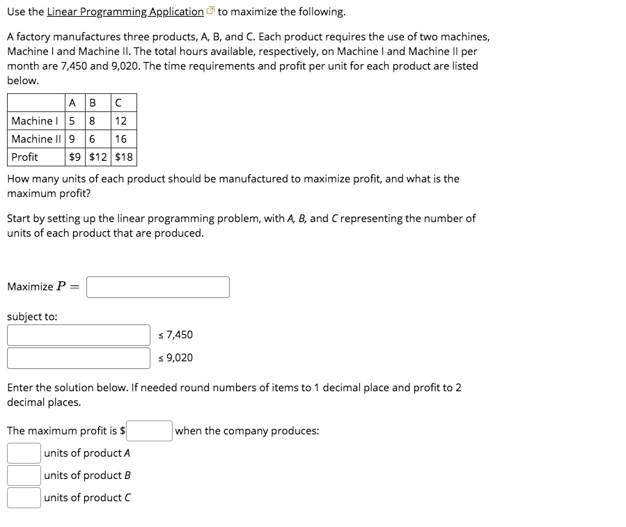 use the linear programmingapplication 1i to maximize the following ...