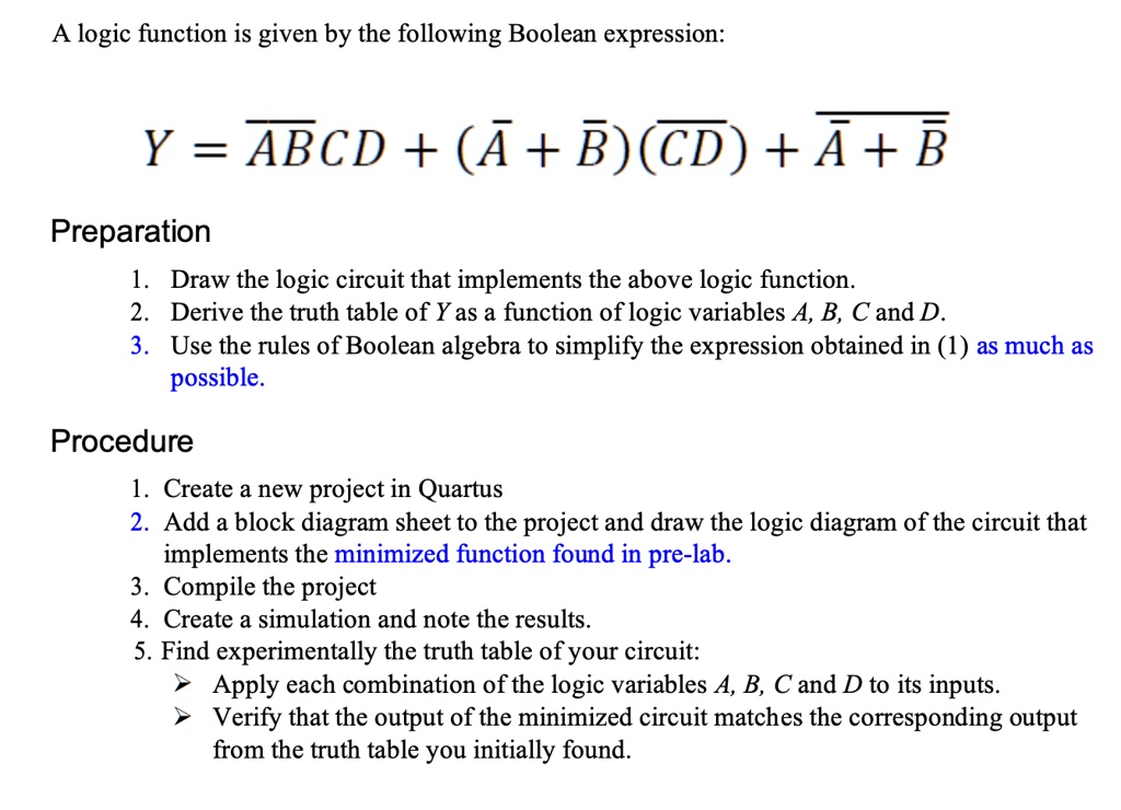 A Logic Function Is Given By The Following Boolean Expression 0817