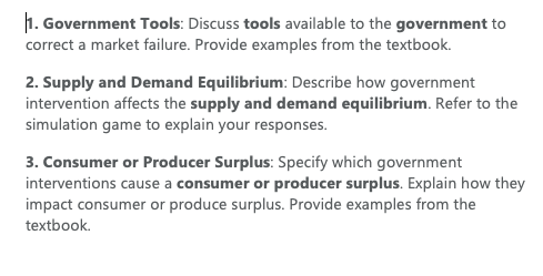 SOLVED: |1. Government Tools: Discuss tools available to the government ...