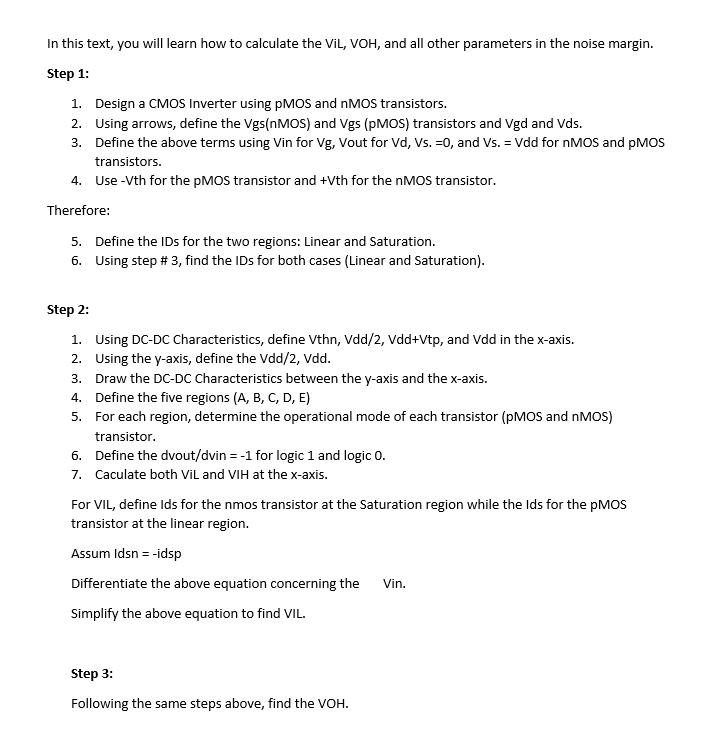 In this text, you will learn how to calculate the ViL, VOH, and all ...