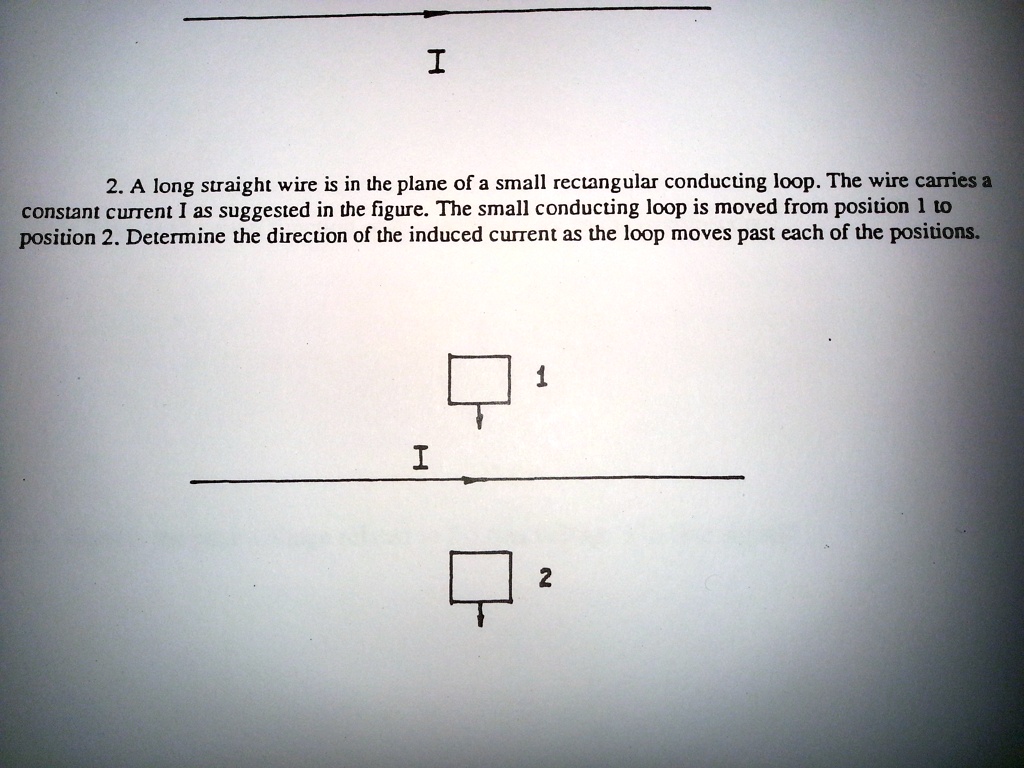 SOLVED: A long straight wire is in the plane of a small rectangular conducting loop. The wire ...
