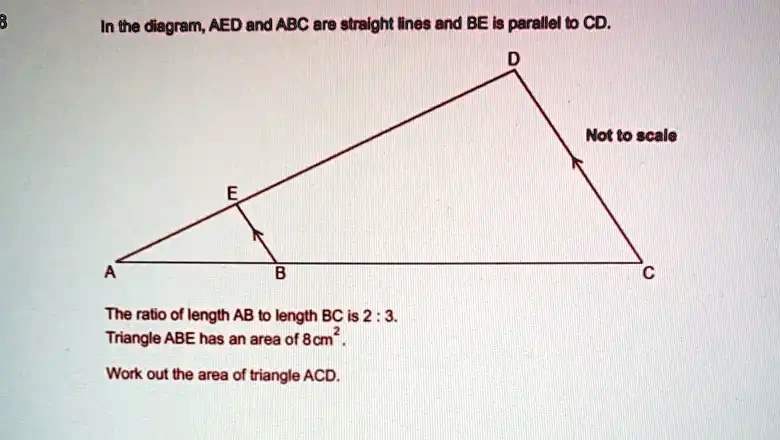 In the diagram, AED and ABC are straight lines and BE is parallel to CD. The ratio of length AB ...