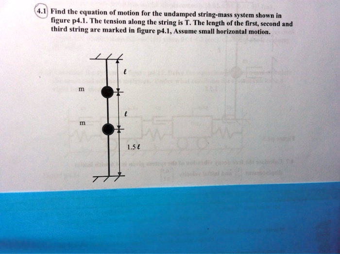 4.1 Find the equation of motion for the undamped string-mass system ...