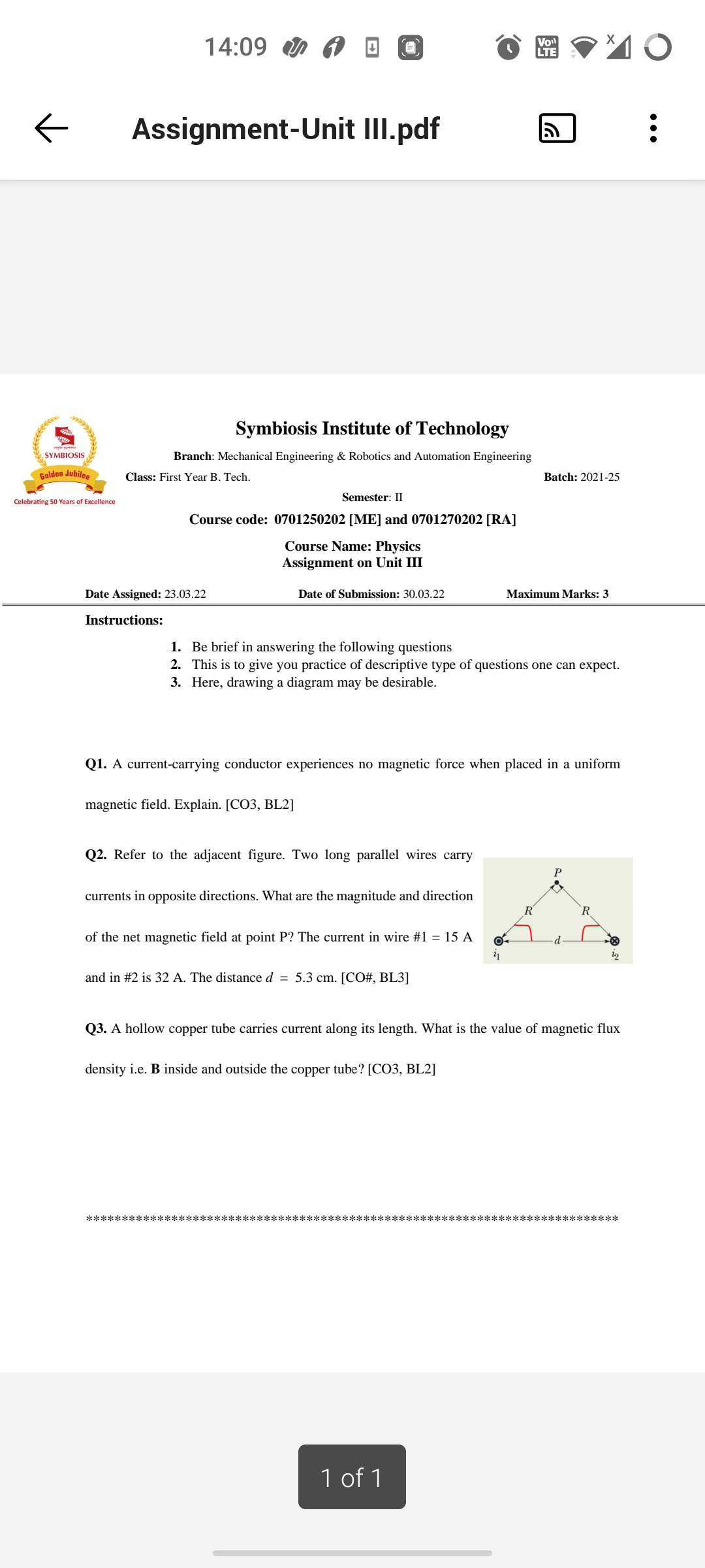 Assignment-Unit III.pdf Symbiosis Institute of Technology 1. Be brief in answering the following ...