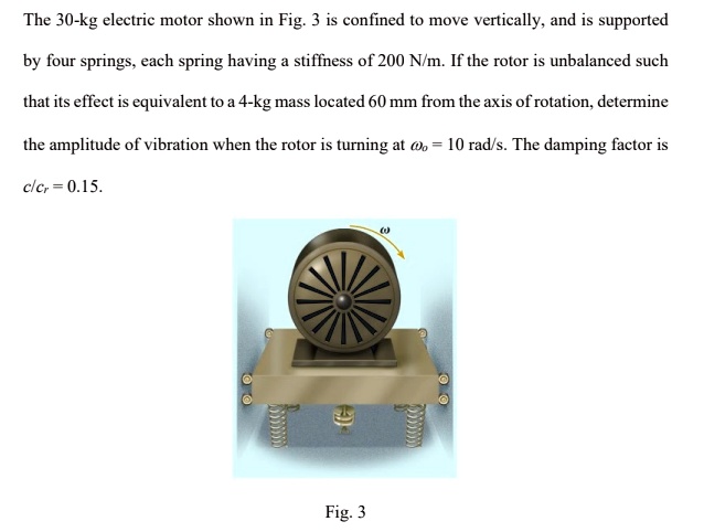 SOLVED: The 30-kg electric motor shown in Fig. 3 is confined to move ...