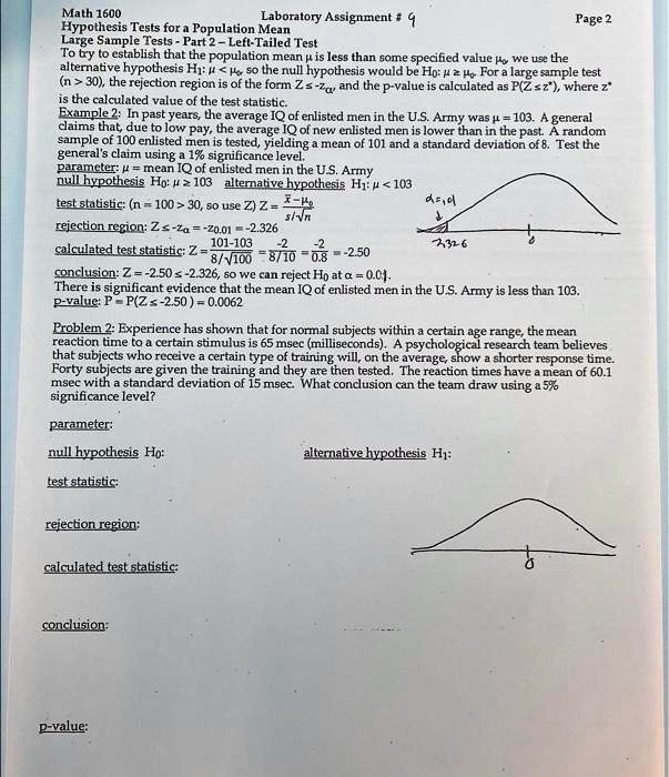 Math 1600 Laboratory Assignment Page: Hypothesis Tests for Population ...
