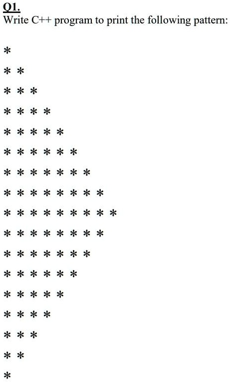 SOLVED: 01. Write C++ program to print the following pattern
