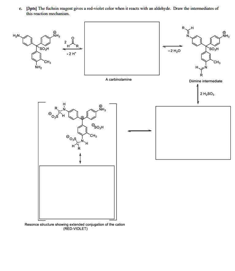 SOLVED: The fuchsin reagent gives a red-violet color when it reacts ...