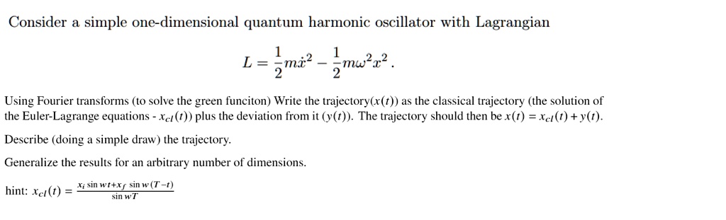 consider simple one dimensional quantum harmonic oscillator with lagrangian l mi mw 12 using ...