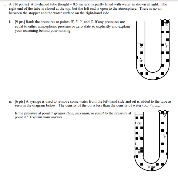 dolnb u shaped tube height 05 meters is partly filled with water shoum ...