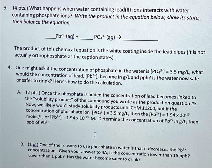 SOLVED: What happens when water containing lead(II) ions interacts with ...