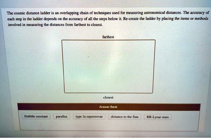 SOLVED: The cosmic distance ladder is an overlapping chain of ...