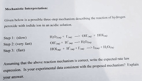 Possible three-step mechanism describing the reaction of hydrogen ...