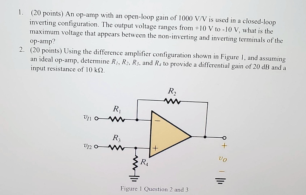 120 points an op amp with an open loop gain of 1000 vv is used in a ...