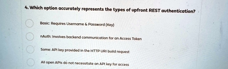 4. Which option accurately represents the types of upfront REST ...
