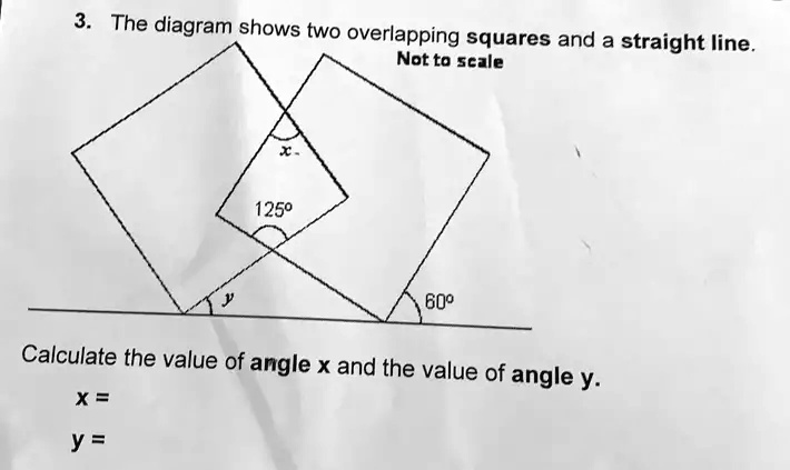 SOLVED: The diagram shows two overlapping squares and straight line Not to scale 1250 609 ...