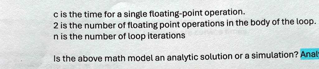 c is the time for a single floating point operation 2 is the number of floating point operations ...